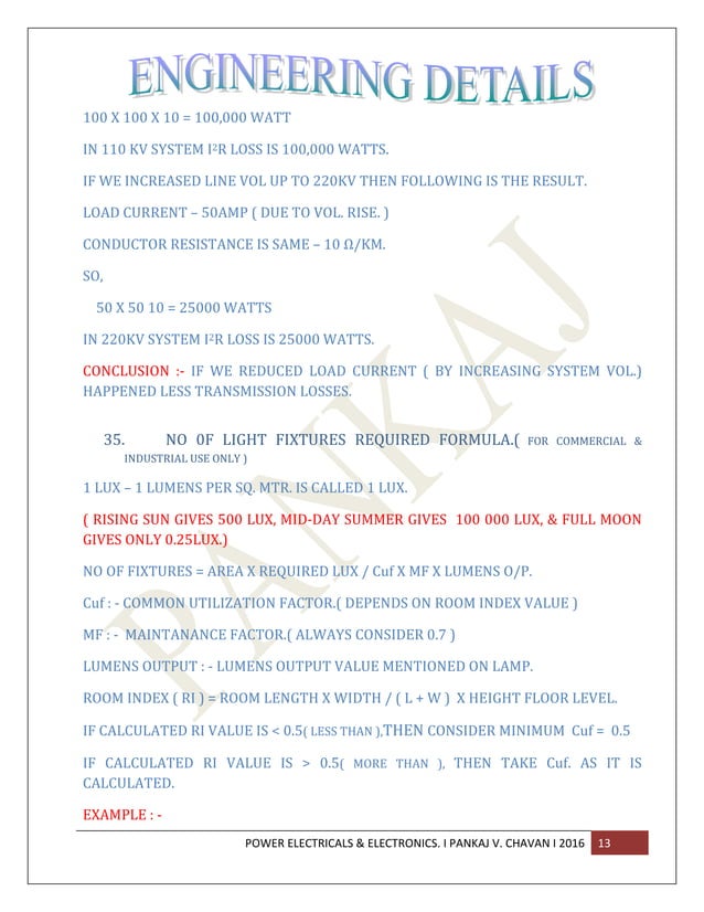 Electrical Design calculations | PDF