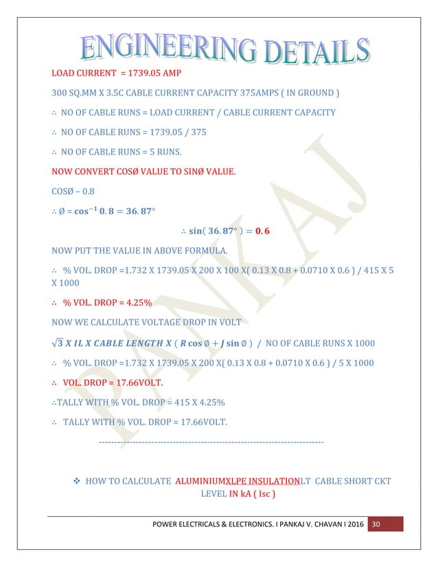 Electrical Design calculations | PDF