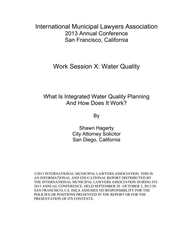 Work Session X: Water Quality - What Is Integrated Water Quality ...
