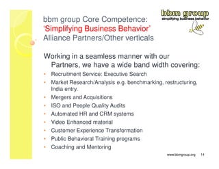 bbm Group An Introduction To Our Work | PPT