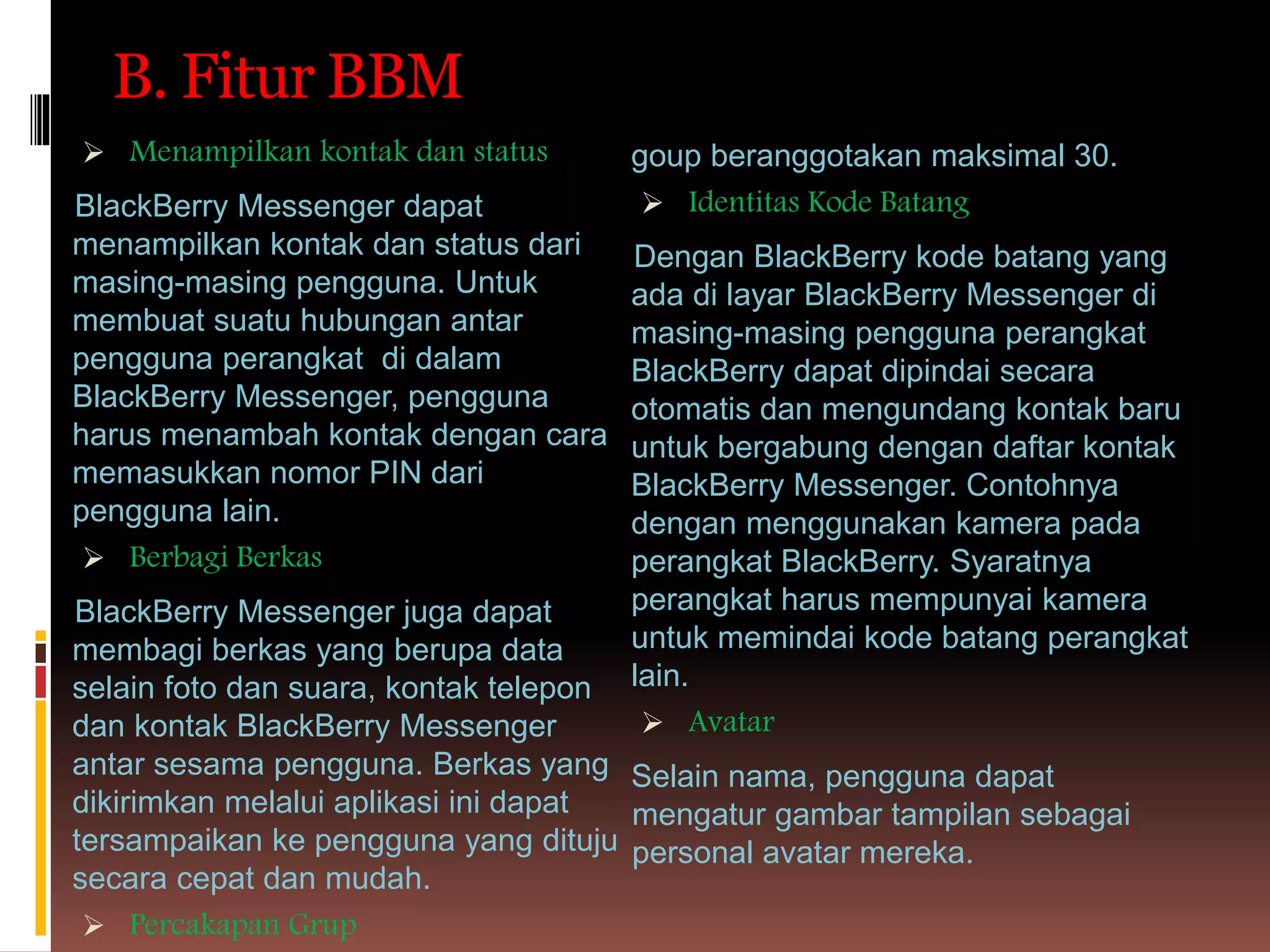 KOMUNIKASI DATA (BBM) & TLK | PPT