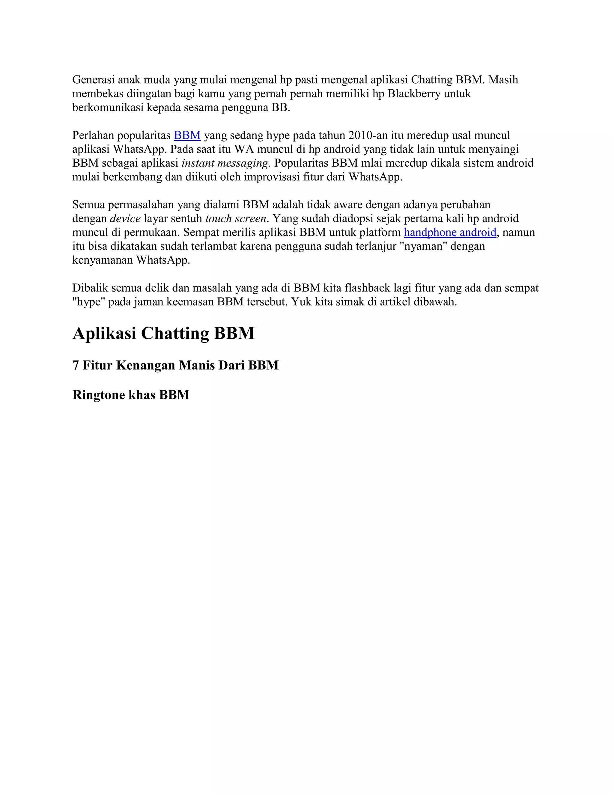 Bbm resmi tutup layanan | PDF