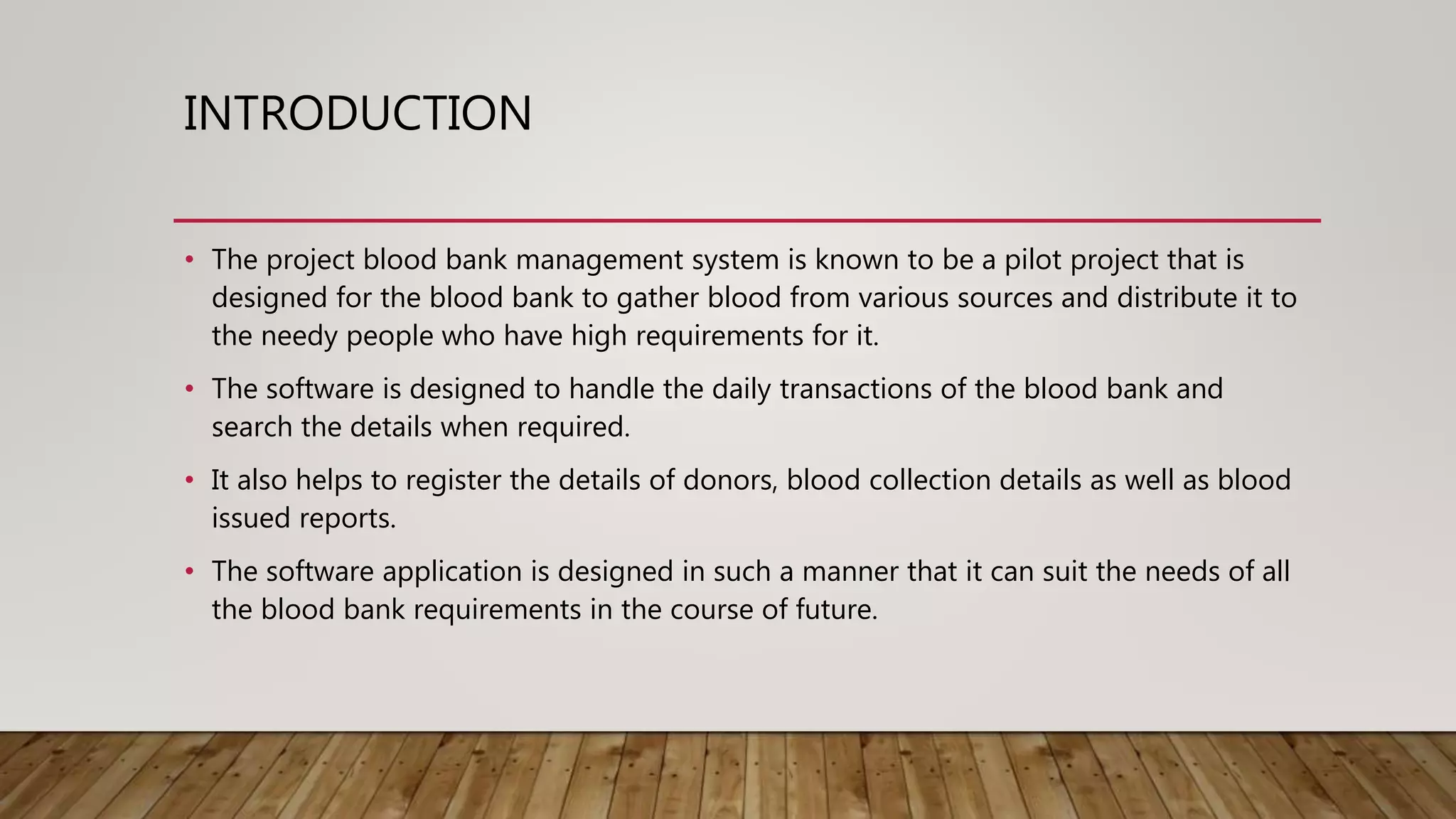 Blood Bank Management System | PPTX
