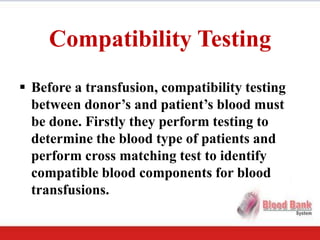 BLOOD BANK SOFTWARE PRESENTATION | PPTX