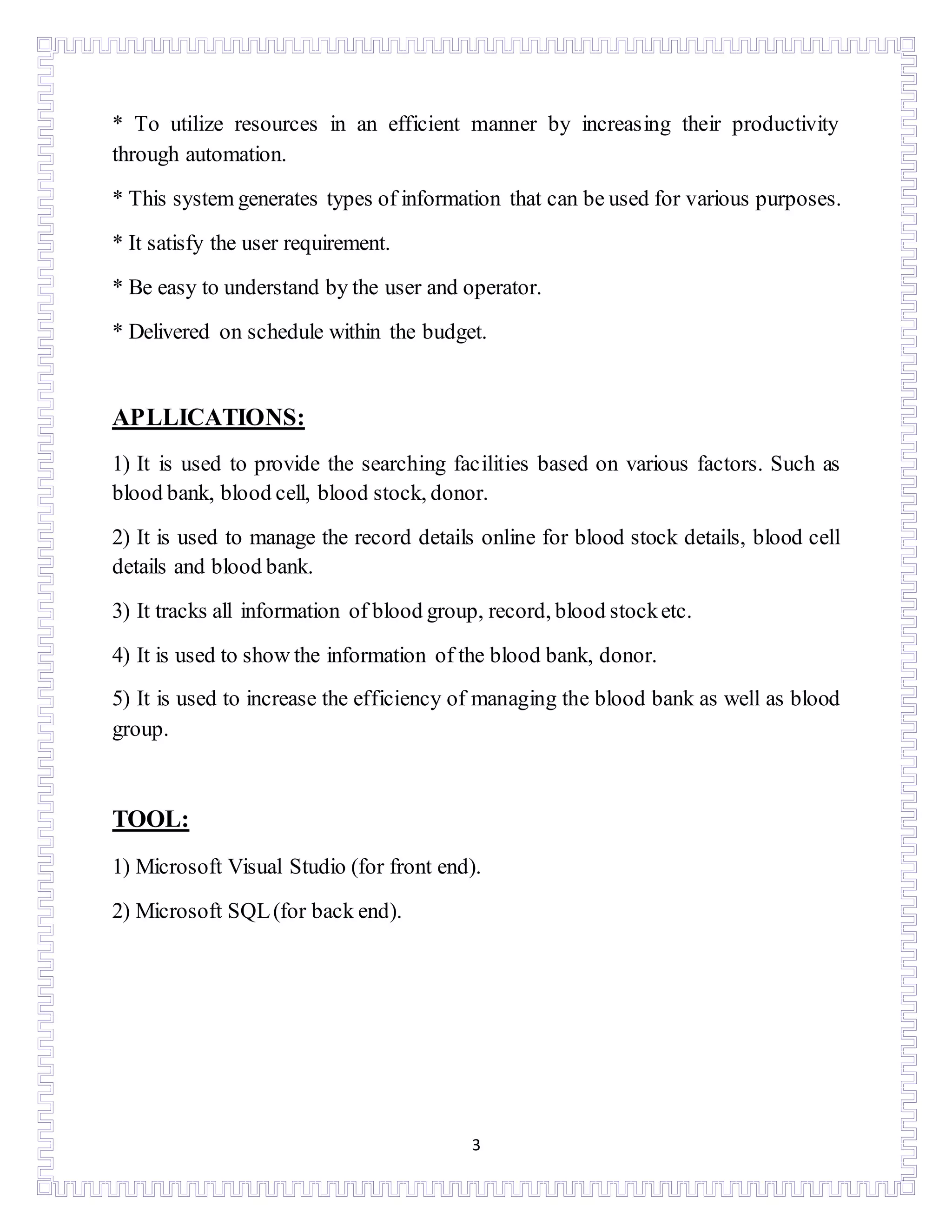 Blood Bank Management System Project Proposal | DOCX