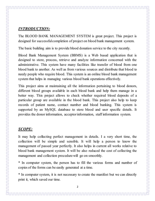 Blood Bank Management System Project Proposal | DOCX | Databases ...