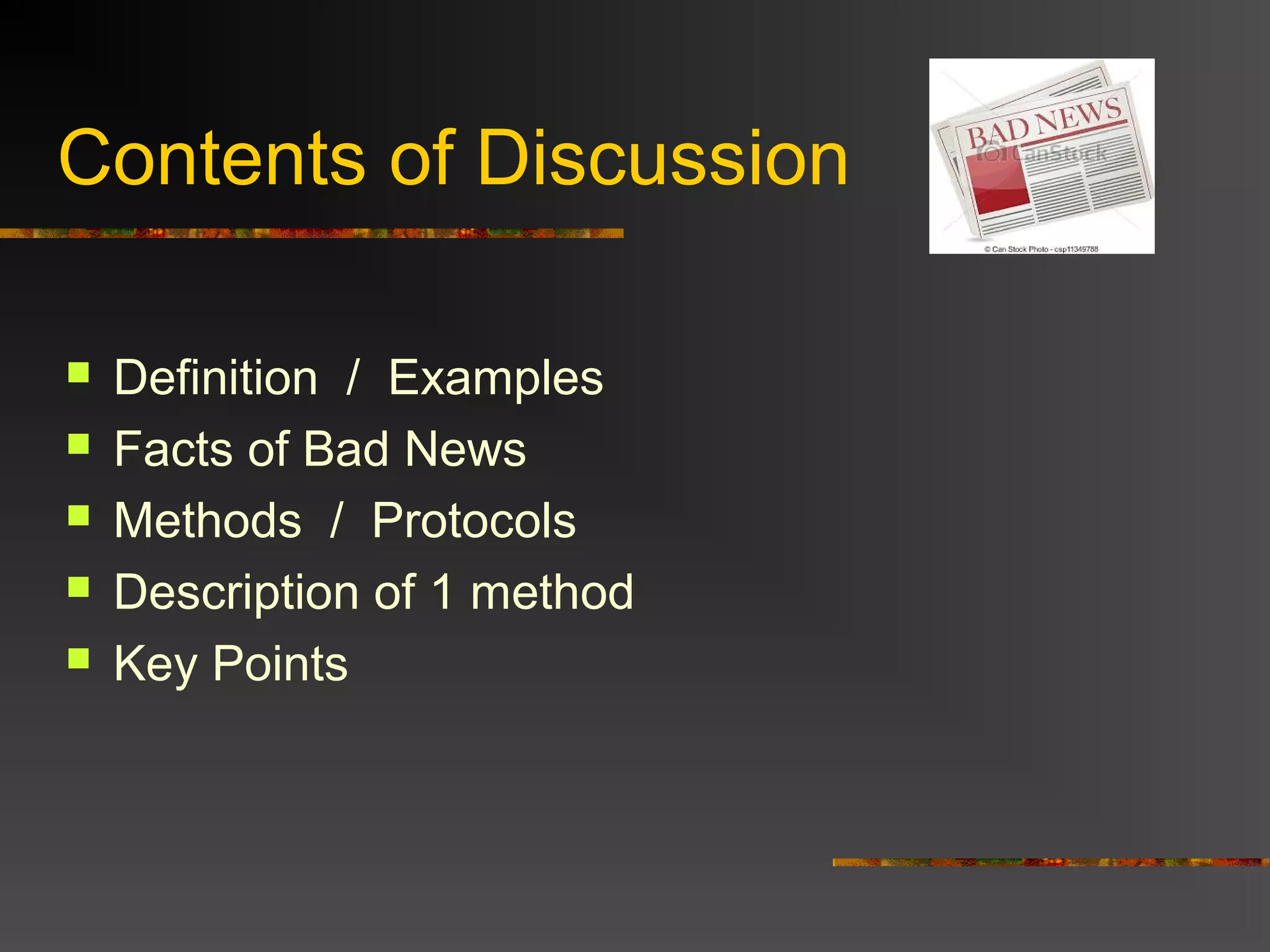 Breaking Bad News - Easy to Break | PPT