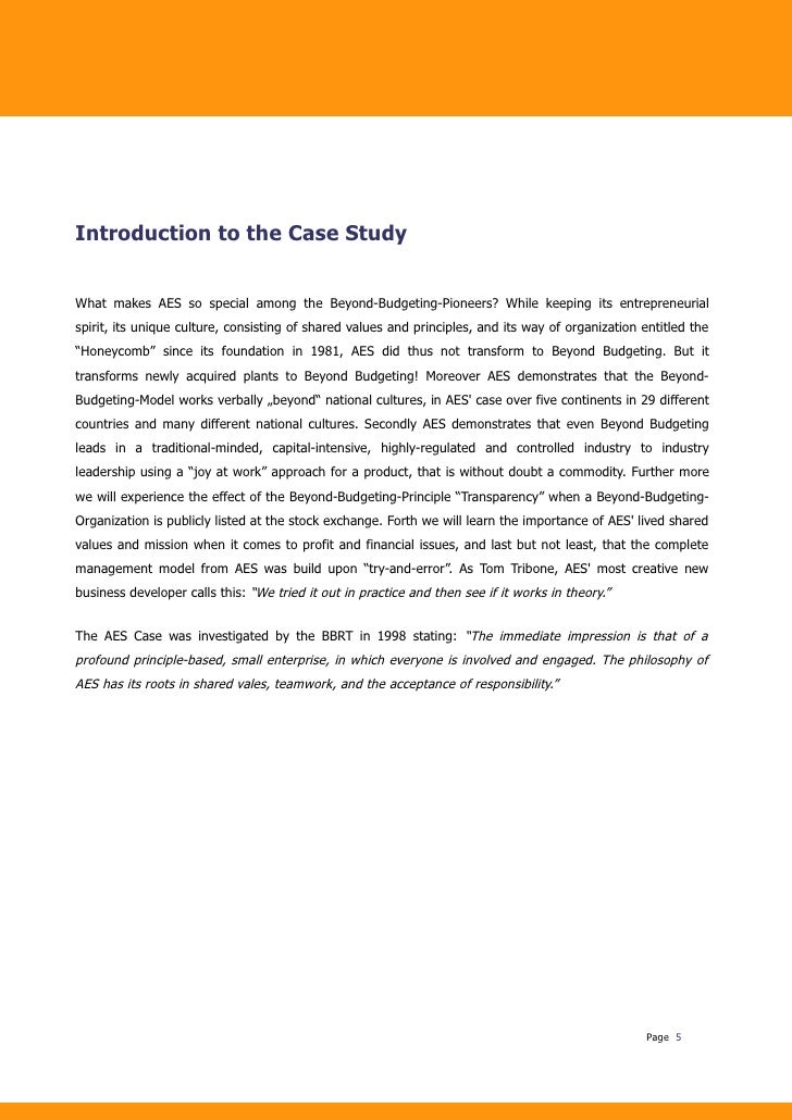 Beyond Budgeting Case Study AES Beyond Budgeting Case Study AES