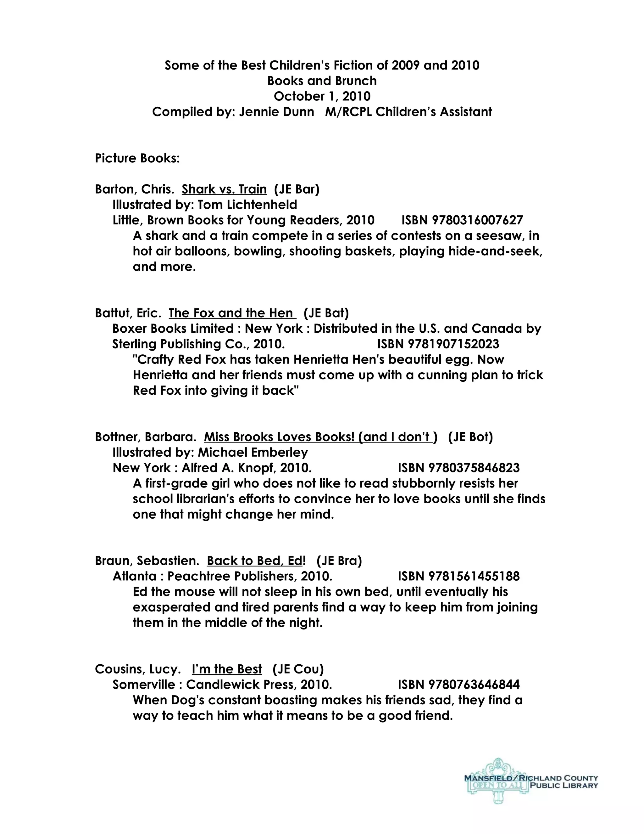 Children's Fiction Bibliography | DOC