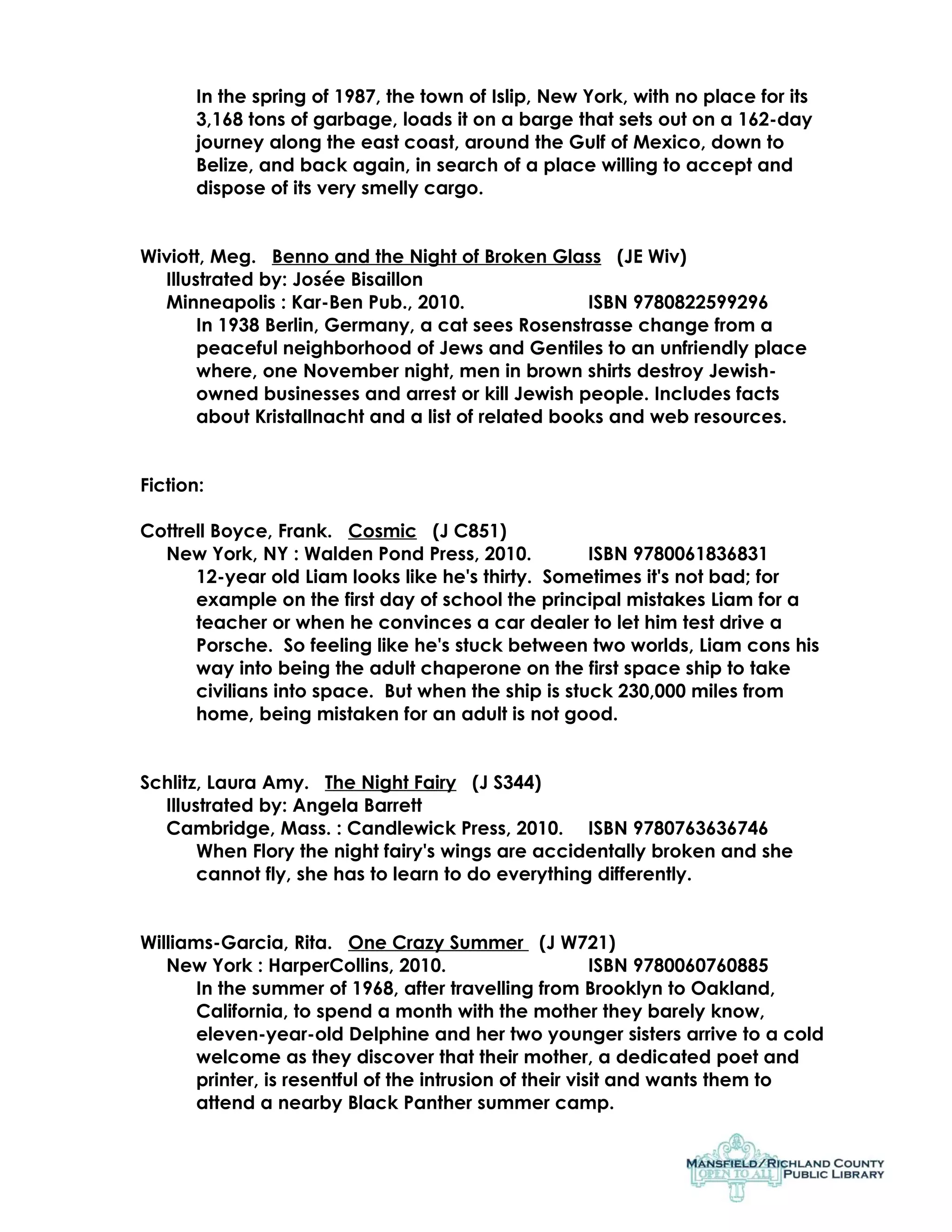 Children's Fiction Bibliography | DOC