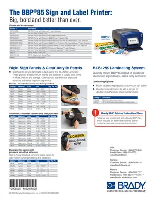 Brady BBP85 Printer Brochure | PPT