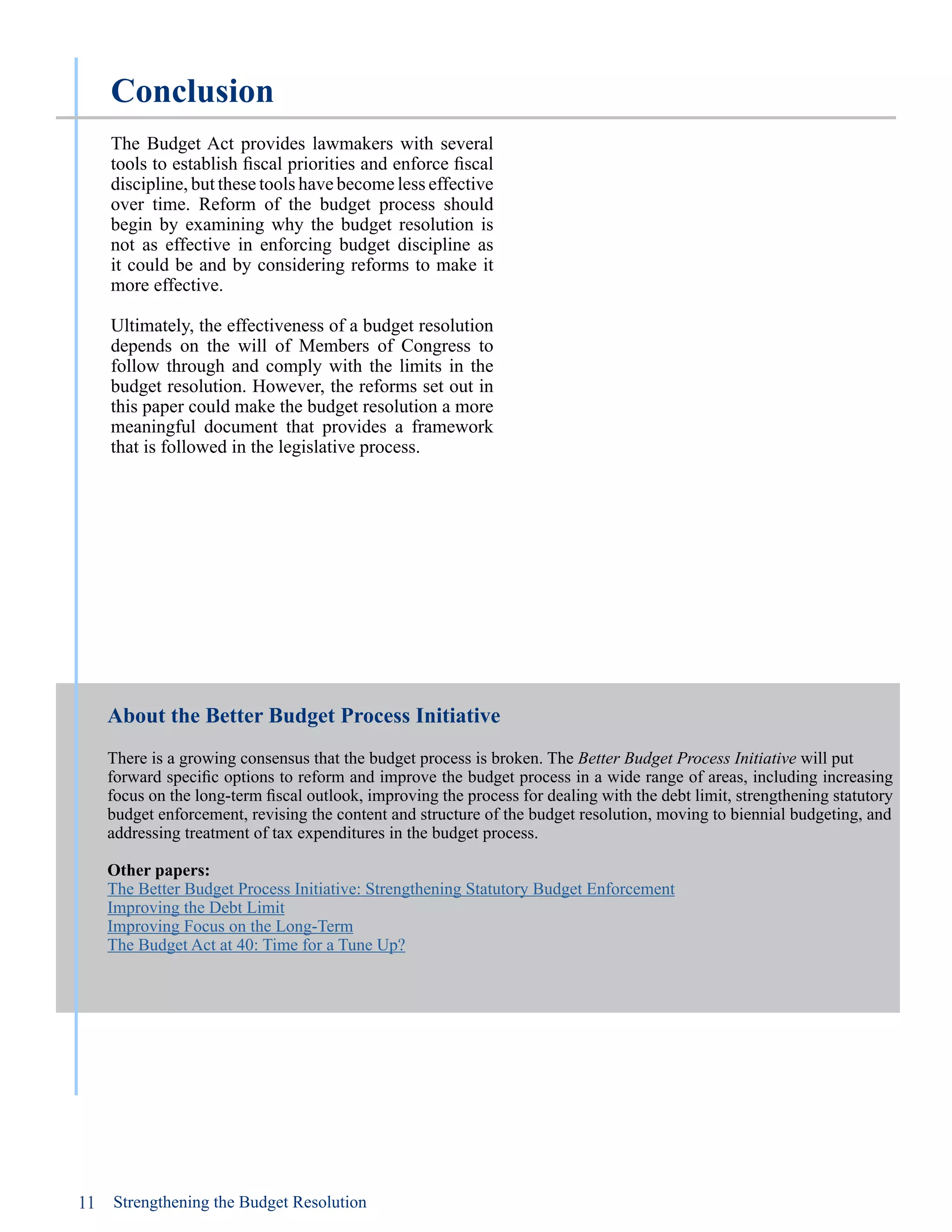 Strengthening the Budget Resolution | PDF