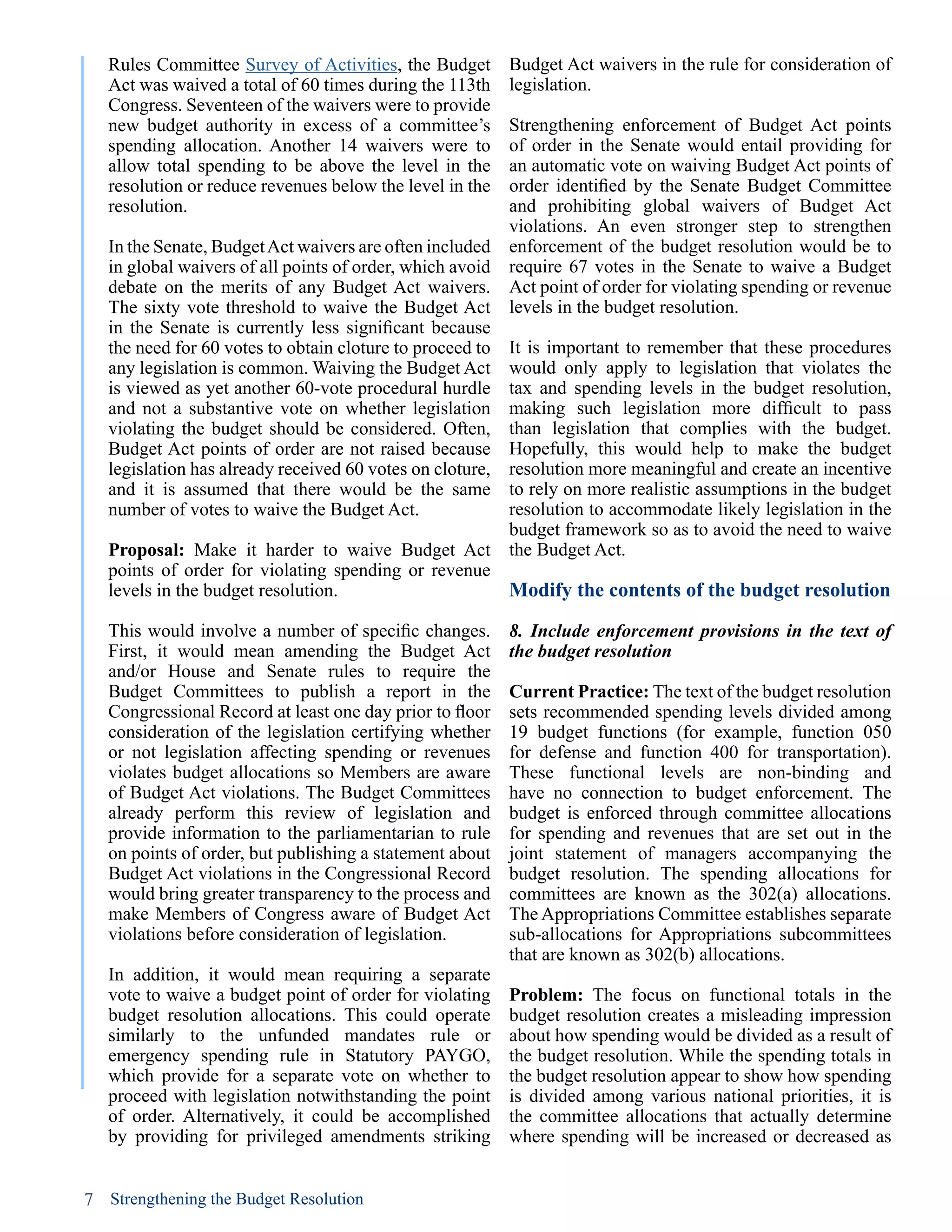 Strengthening the Budget Resolution | PDF