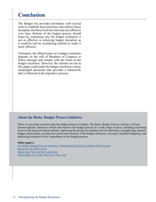 Strengthening the Budget Resolution | PDF