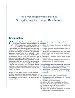 Strengthening the Budget Resolution | PDF