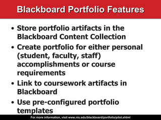 Blackboard Portfolio Tool Preview | PPT