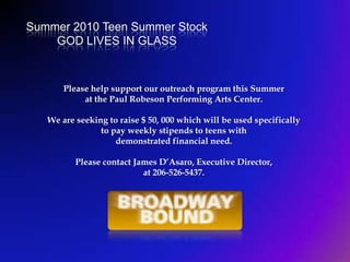 Introduction to Broadway Bound | PPTX | Family/Children | Genres