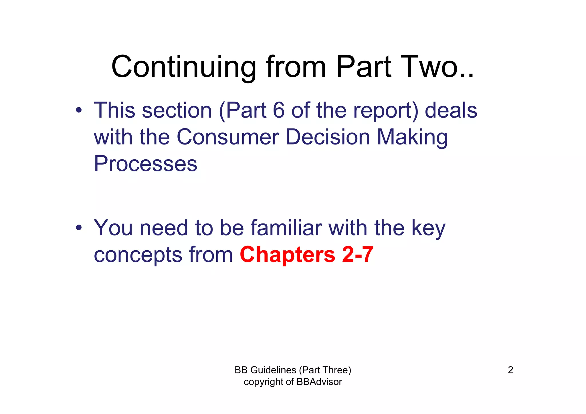 BB Project Guidelines (Part Three : Consumer Decision Process) | PDF