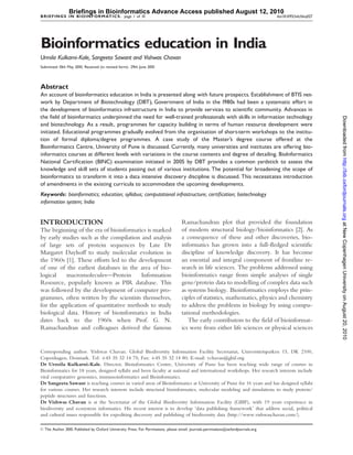 Bioinformatics Education in India | PDF