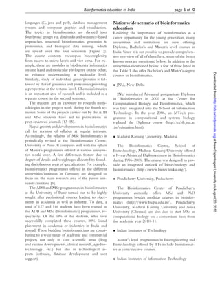Bioinformatics Education in India | PDF