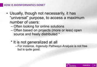 Introduction to Bioinformatics (UEB-UAT Bioinformatics Course - Session 1.1 - VHIR, Barcelona ...