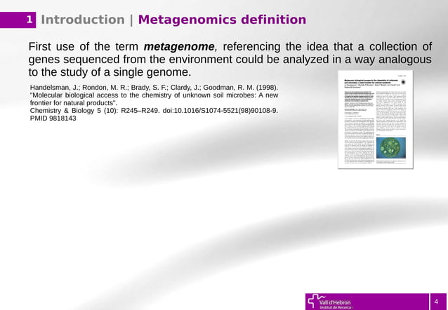 Introduction to Metagenomics. Applications, Approaches and Tools ...