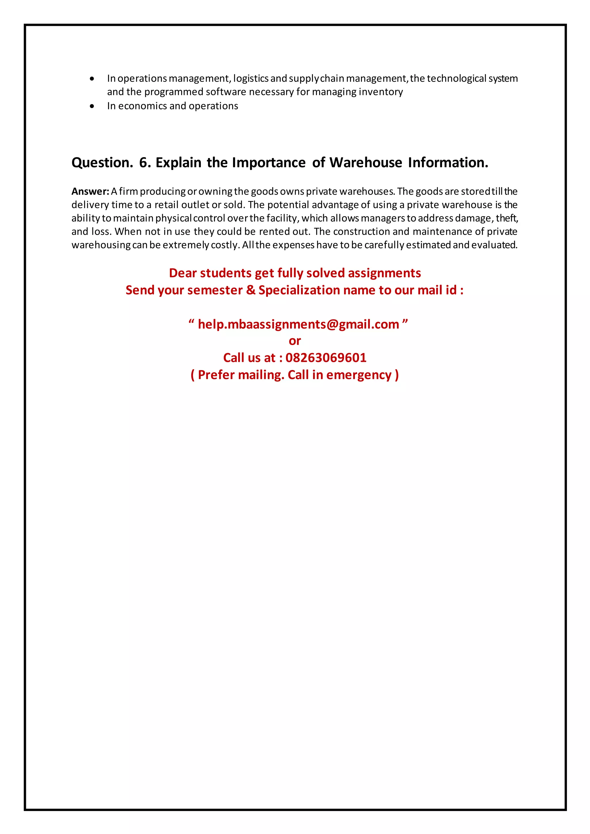 Bbr505 warehouse management | DOCX