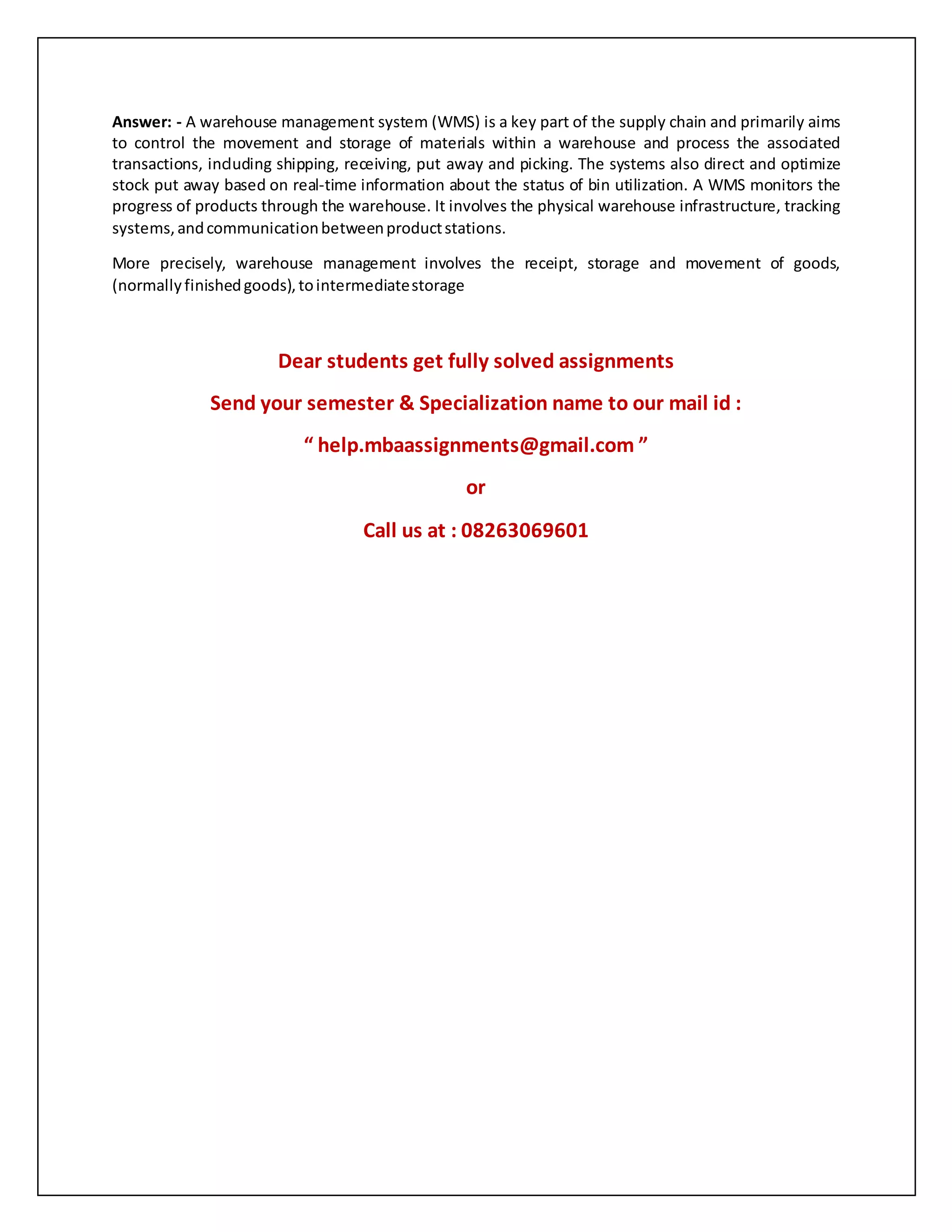 Bbr 505 & warehouse management | DOCX