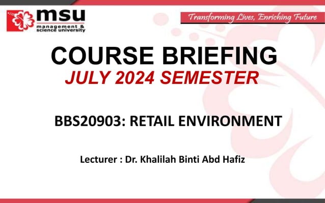 COURSE BRIEFING RETAIL ENVIRONMENT undergraduates | PPTX
