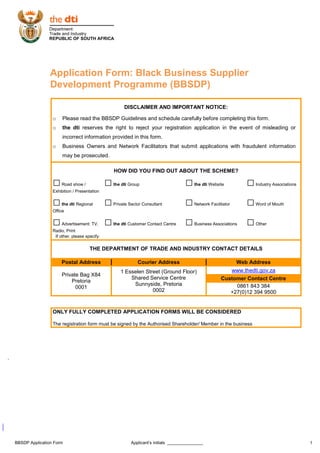 Bbsdp application form - | PDF
