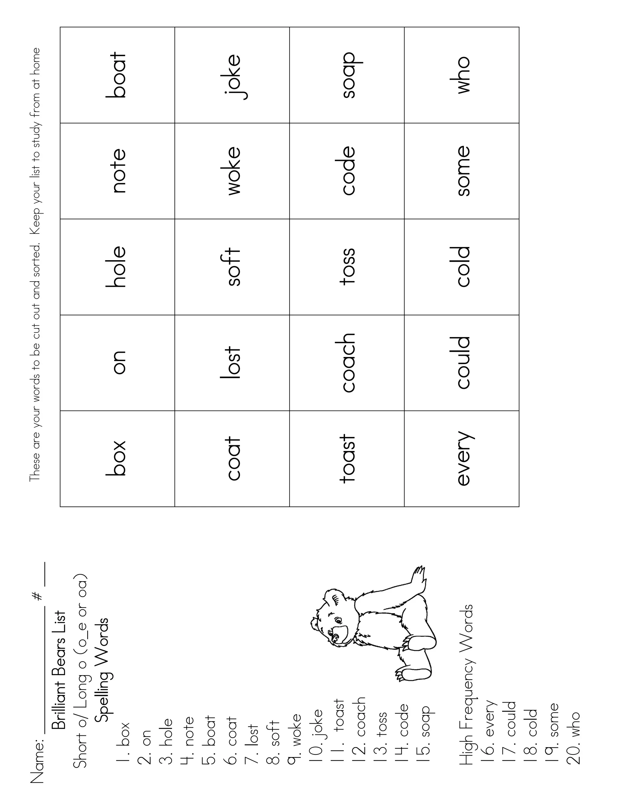 Bb short o, long o e or oa | PDF