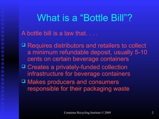Bottle Bill information | PPT