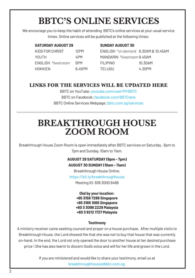 BBTC newsletter 2020 August 29 & 30 | PDF