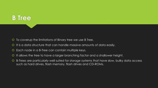 B Trees and B+ Trees Data structures in Computer Sciences | PPT | Free Download