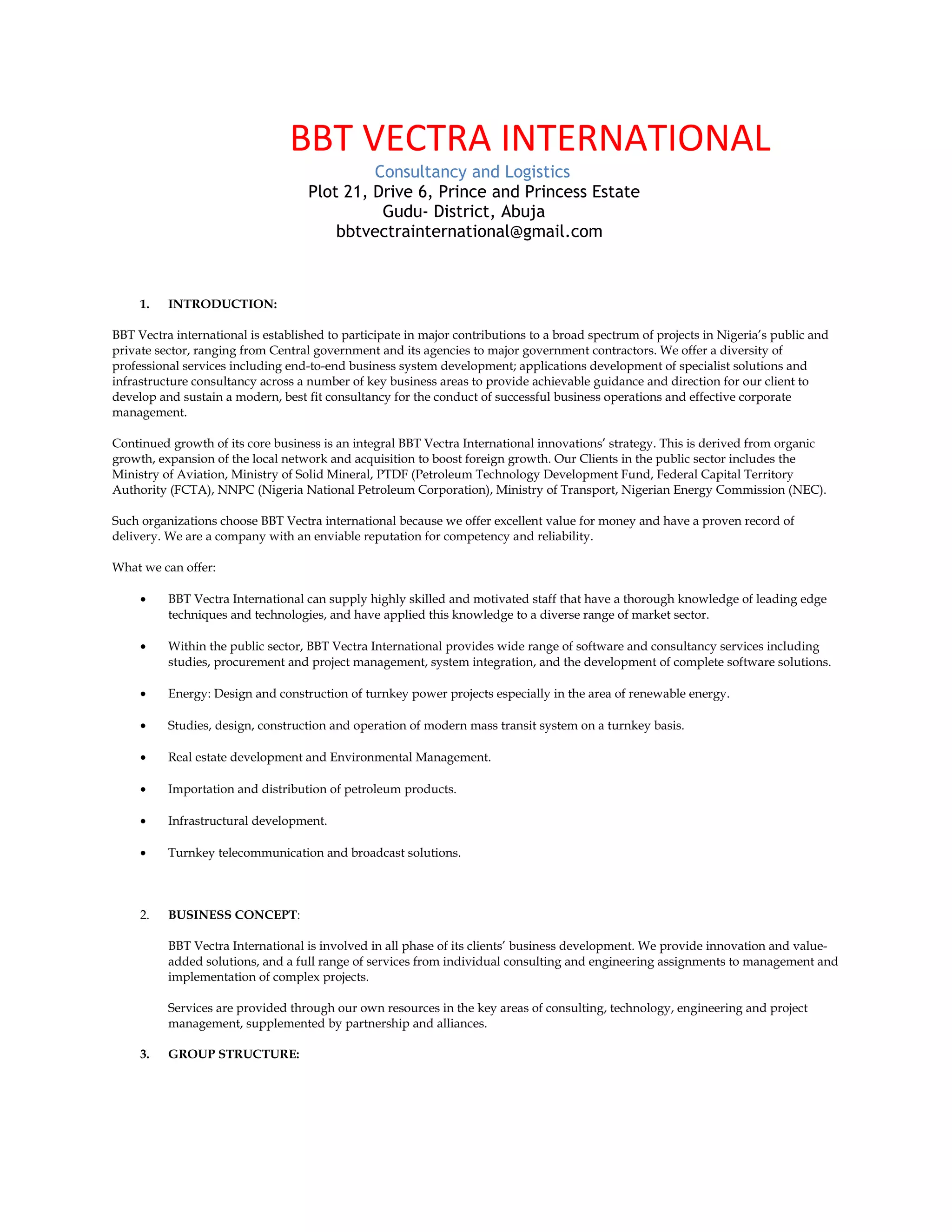 BBT VECTRA INTERNATIONAL LTD | DOC