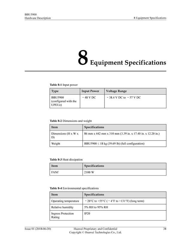 Bbu 5900 equipment specifications | PDF