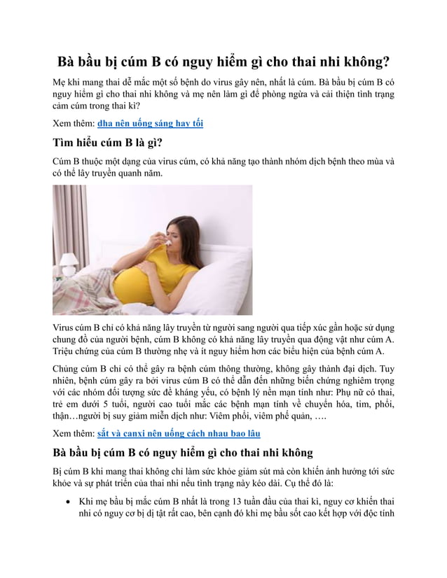 Bà bầu bị cúm B có nguy hiểm gì cho thai nhi không.docx