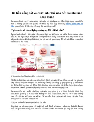 Bà bầu uống sắt và canxi như thế nào để thai nhi luôn khỏe mạnh.docx