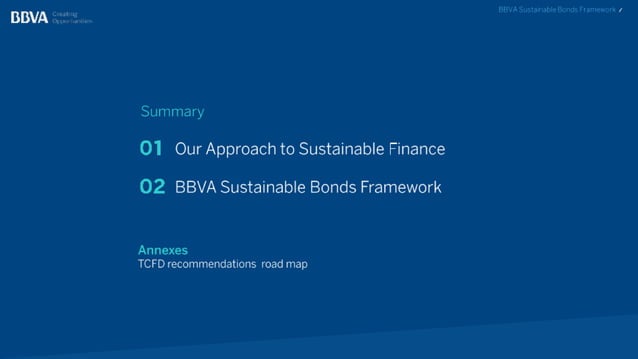 BBVA Sustainable Bonds Framework Presentation | PDF