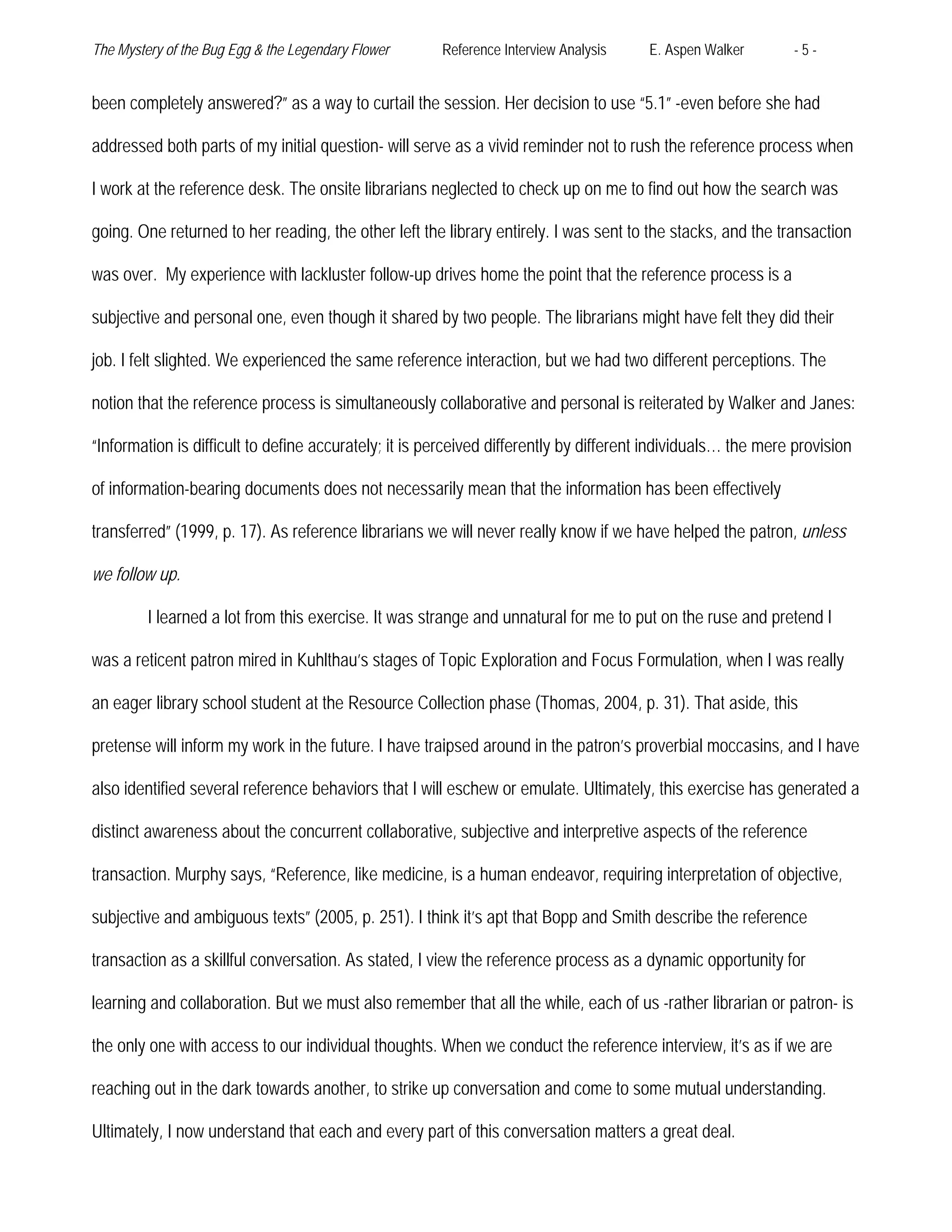 Bb Version 813 Reference Interview Analysis Aspen Walker | PDF