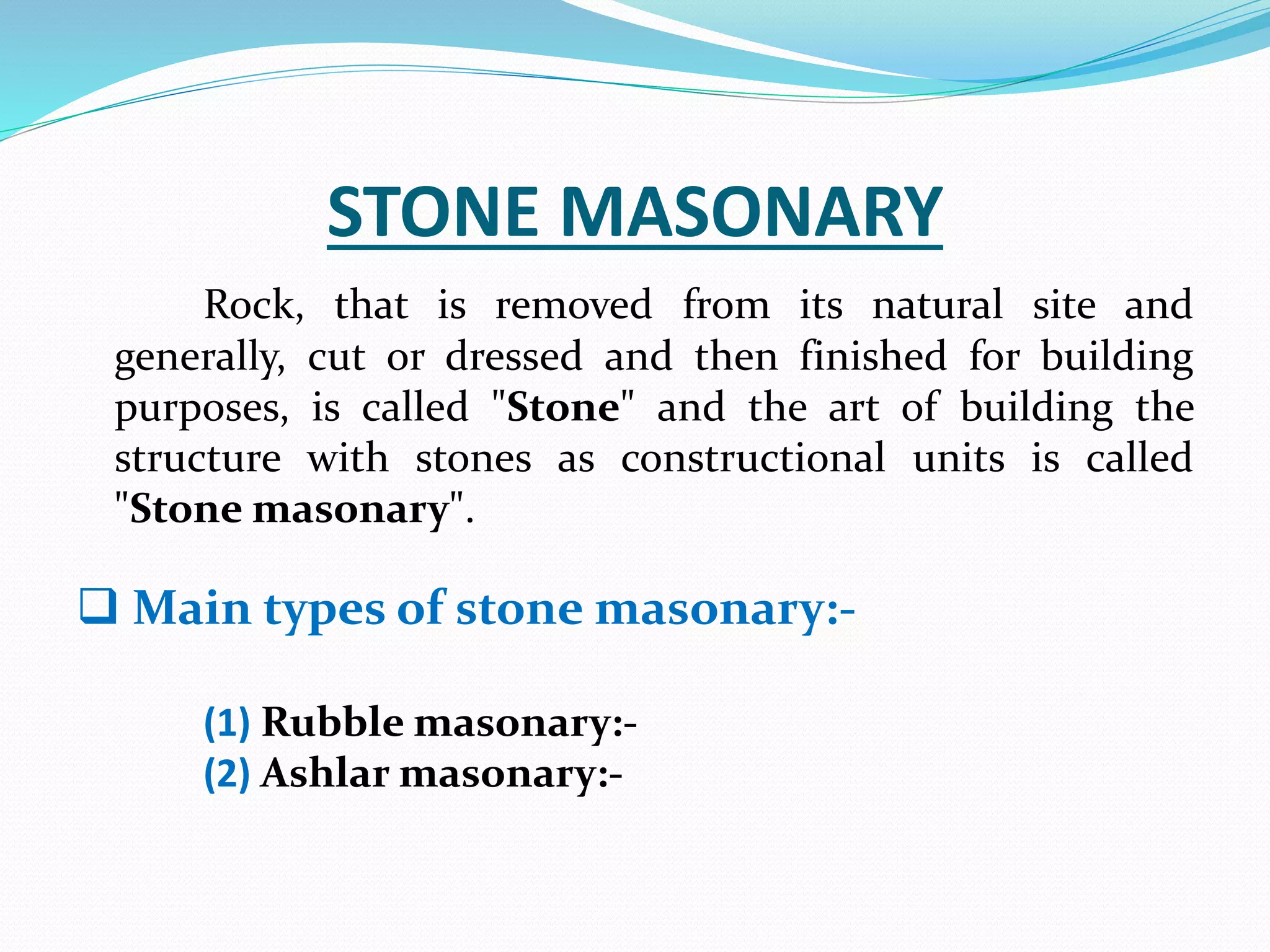 Masonry construction (Building Construction) | PPTX