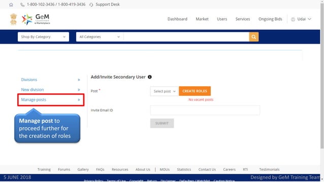 Buyer Module GeM 3.0- Secondary User Creation - Central govt | PPT