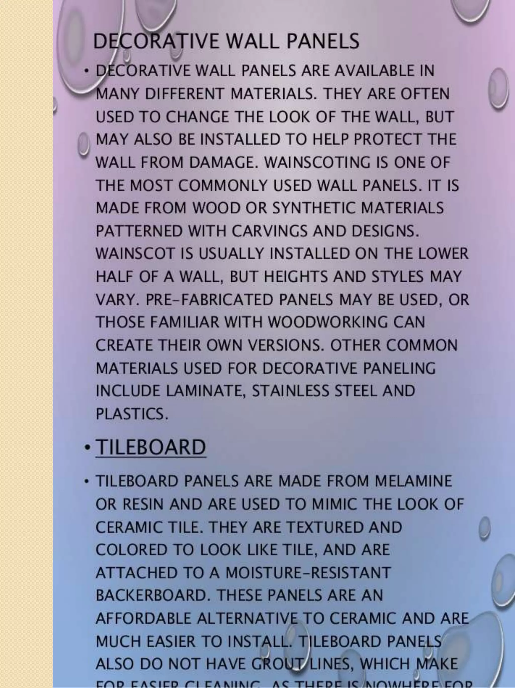 TYPES OF WALL PANELS. | PPTX