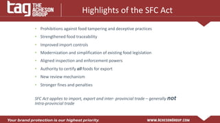 Safe Food for Canadians Regulations (SFCR) | PDF