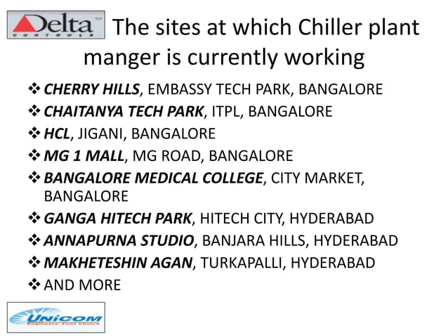 CHILLER PLANT MANAGER | PPTX | Technology & Computing