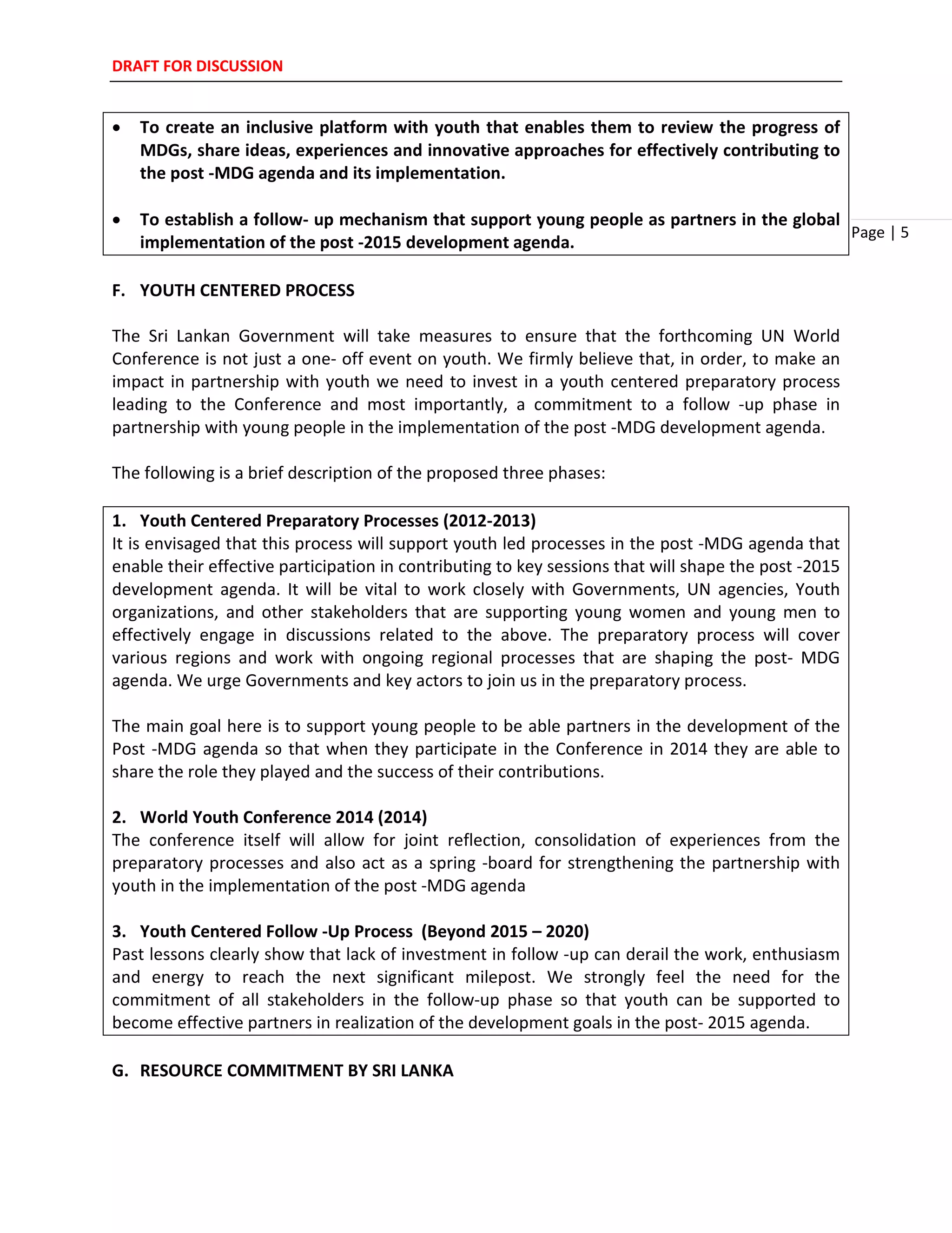 Sri Lanka -concept Note - UN World Youth Conference | PDF