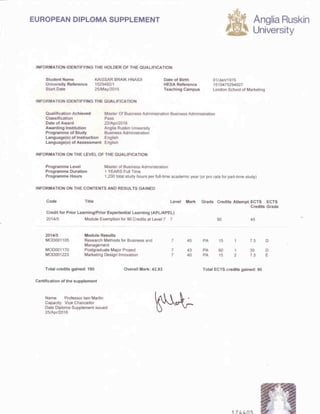 ARU certificate & transcript | PDF