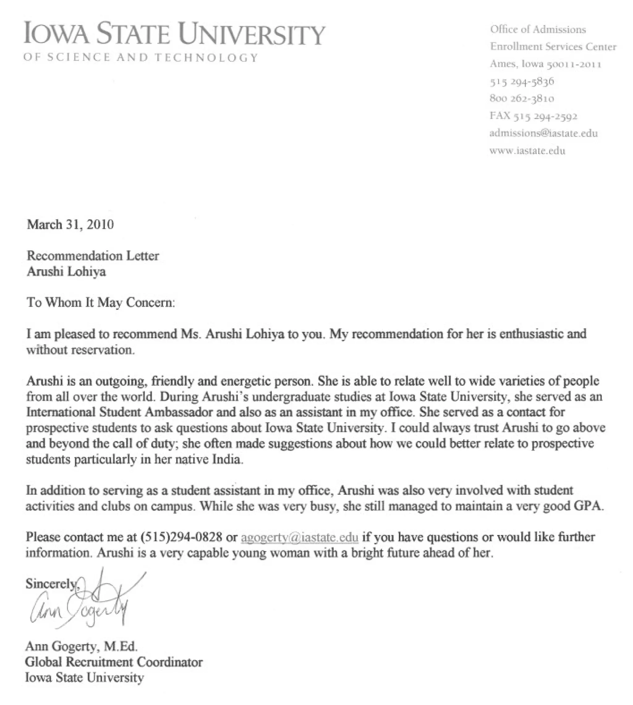 Recommendation letter for Ann Gorgetty | PDF