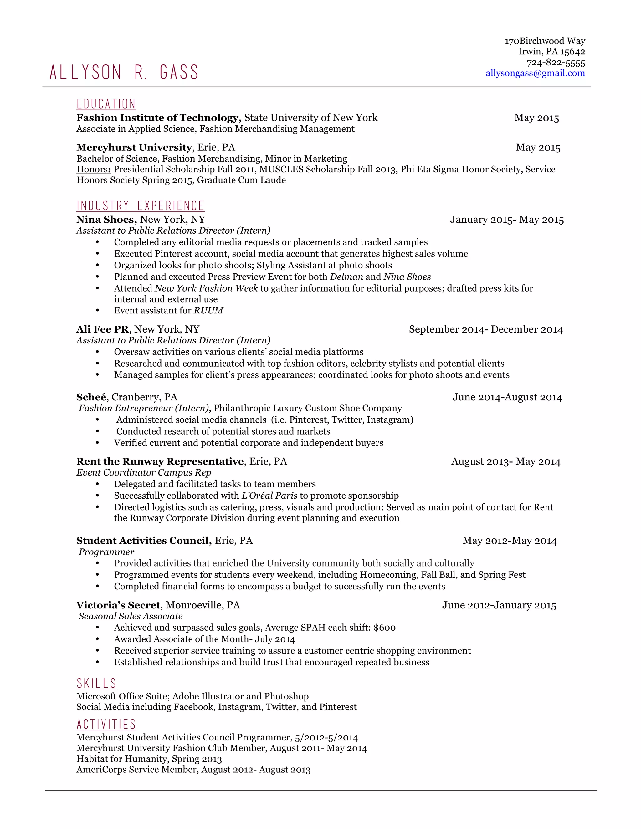 Allyson Gass's Resume | PDF
