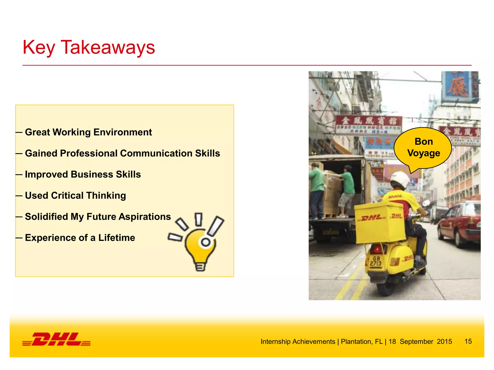 DHL Internship Achievements | PPTX